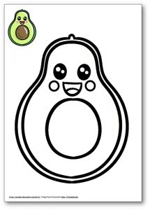Coloriage d'un avocat kawaii avec modèle à imprimer gratuitement ...