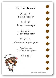 Comptine "A... A... A... J'ai du chocolat" - Recettes des petits cuistots